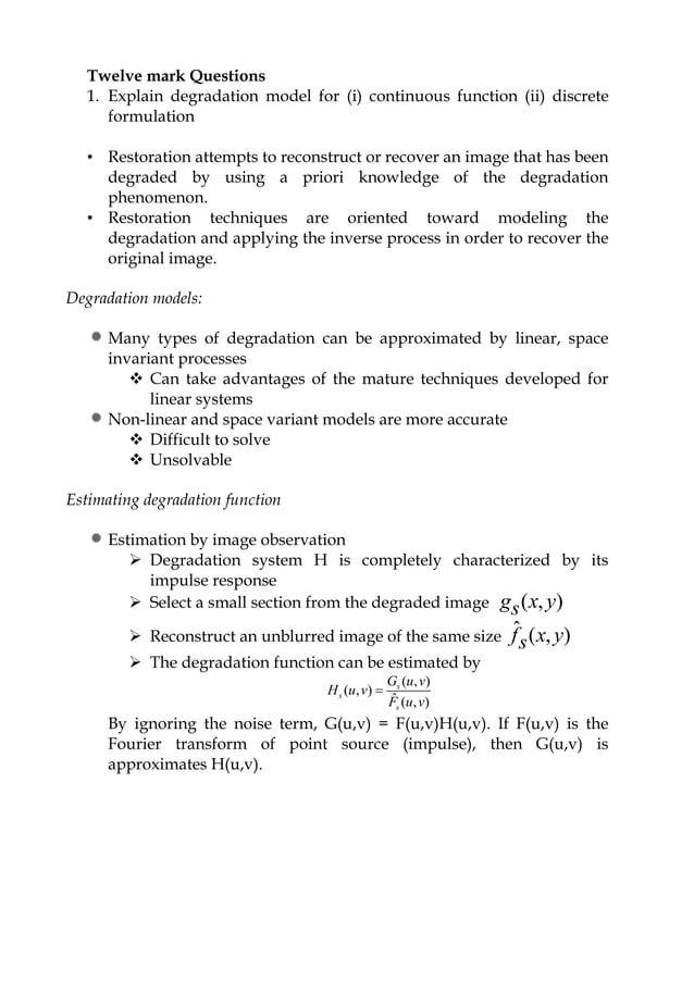 Digital Image Processing - Image Restoration | PDF | Photo Editing Software | Computer Software ...