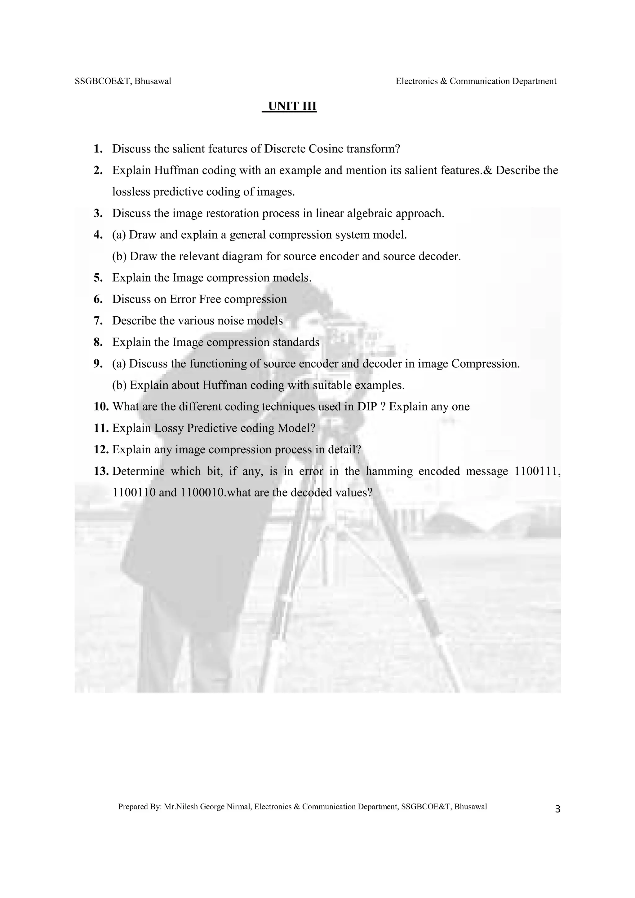 Digital image processing question bank | PDF