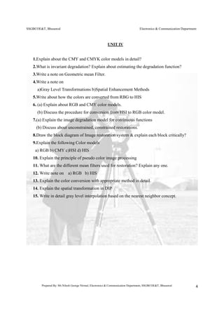 Digital image processing question bank | PDF