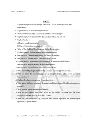 Digital image processing question bank | PDF