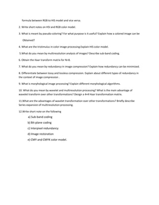 Digital image processing questions | DOC