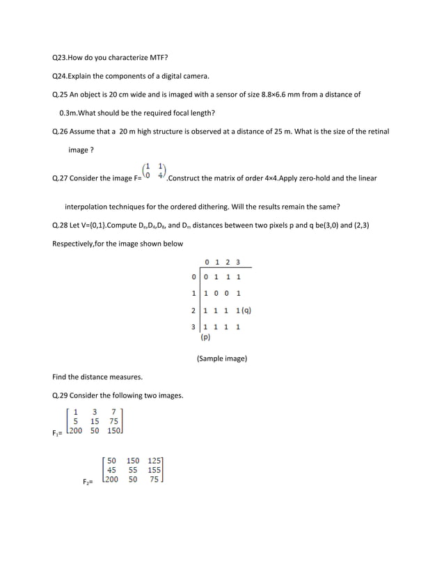 Digital image processing questions | DOC