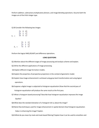 Digital image processing questions | DOC
