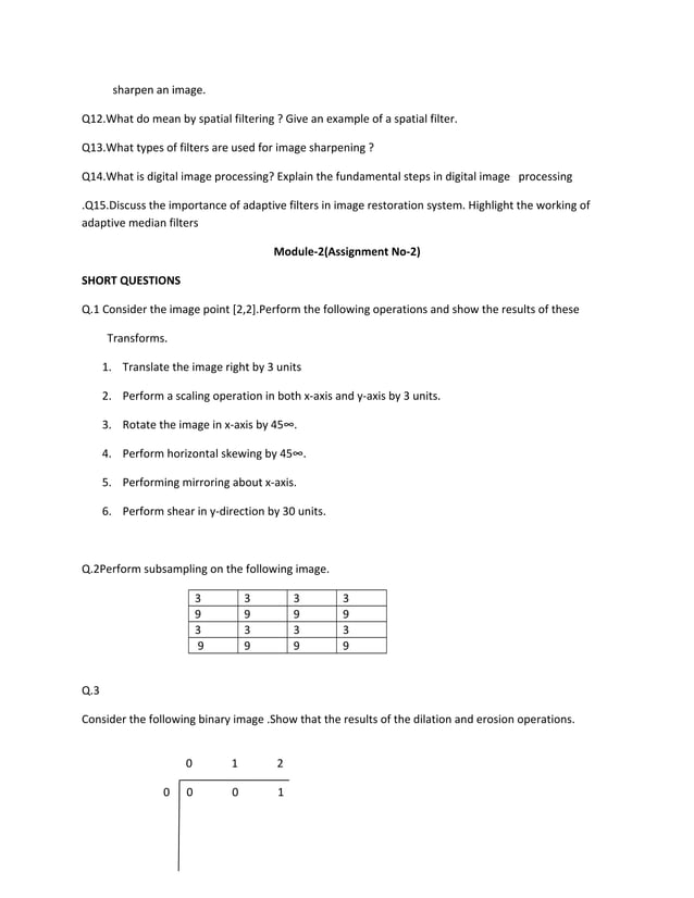 Digital image processing questions | DOC