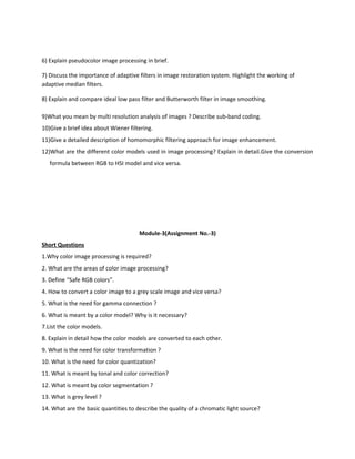 Digital image processing questions | DOC