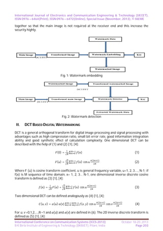Digital image watermarking using dct with high security of | PDF | Web Development | Internet