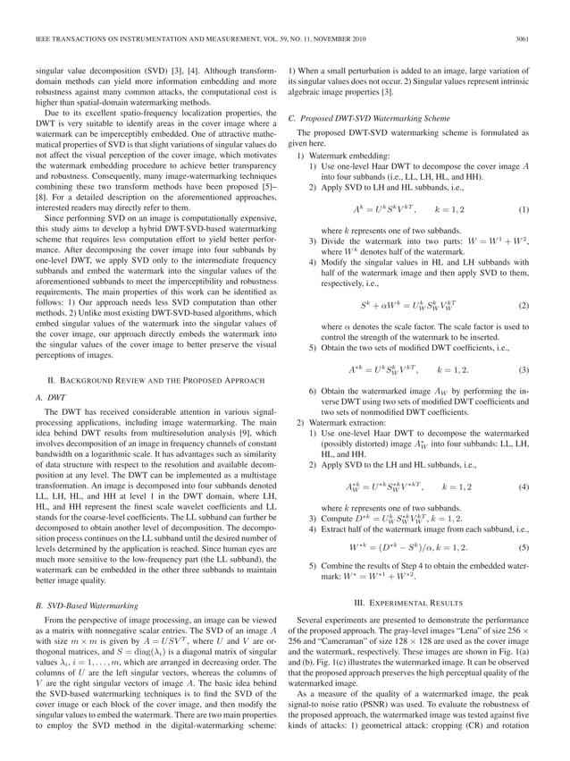 Digital Image Watermarking using DWT and SVD | PDF