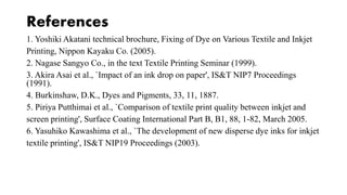 Digital ink formulations for the fabric printing (future of the textile processing) | PPTX