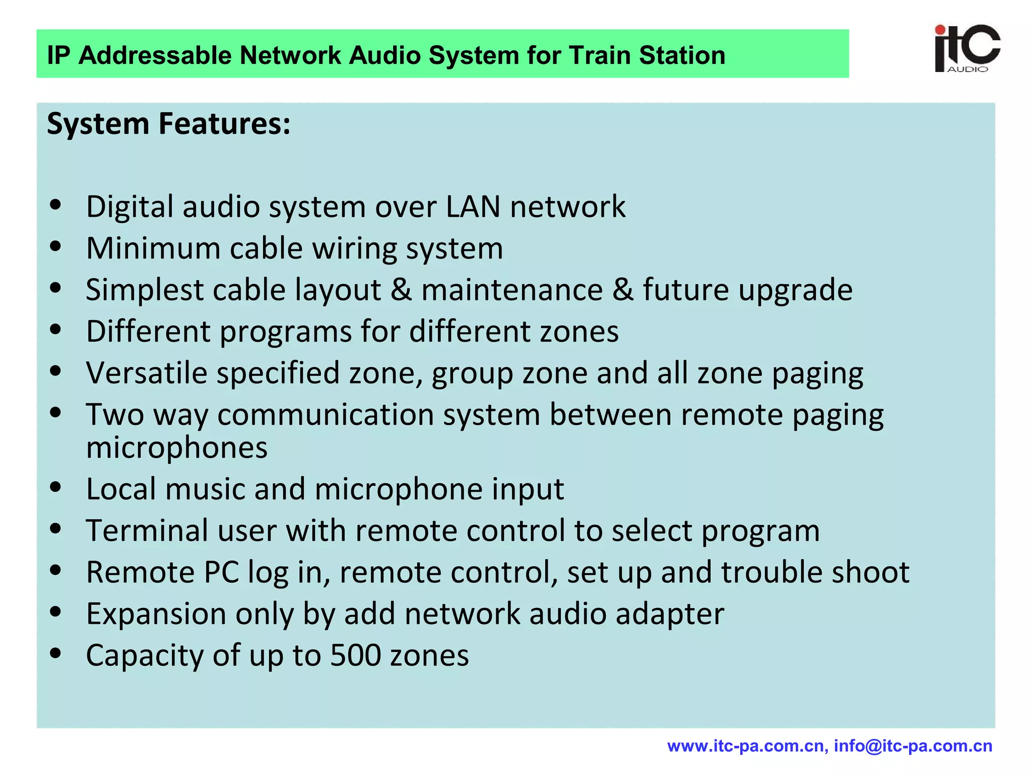 Digital ip addressable network audio system for train station | PPT