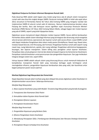 Digitalisasi Fasilitas Layanan Kesehatan Indonesia- Sebuah Keniscayaan ...