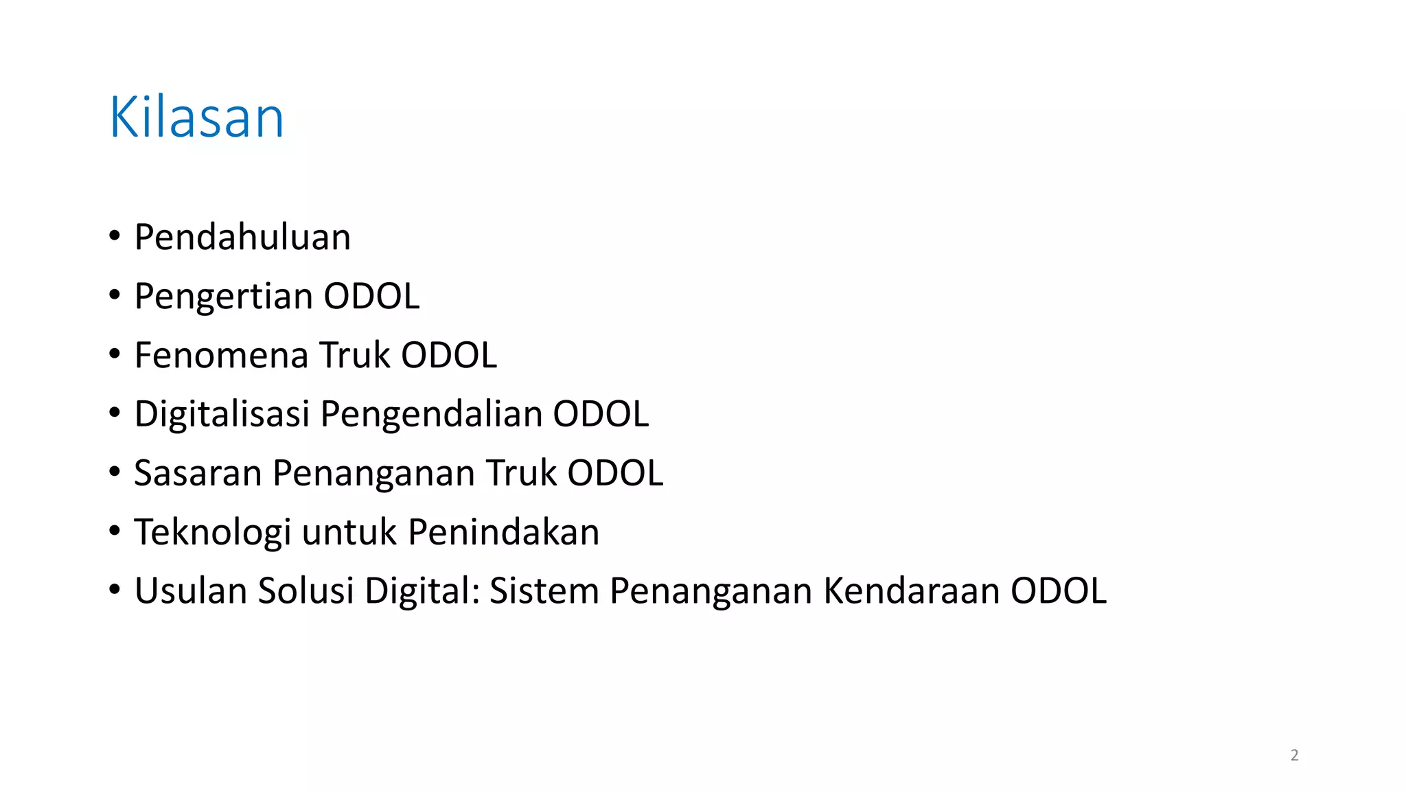 Digitalisasi penanggulangan ODOL (Over Dimension Over Load) | PDF