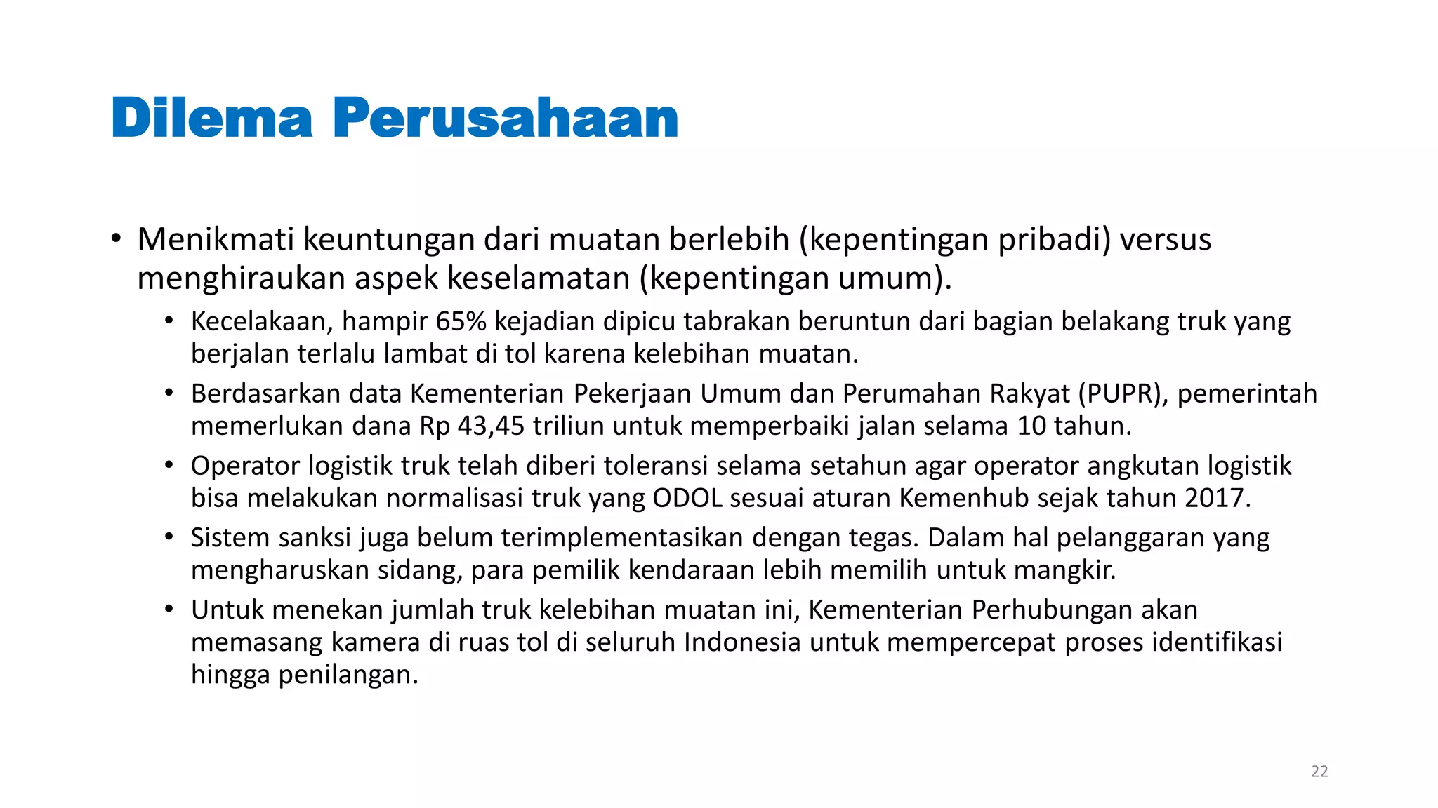 Digitalisasi penanggulangan ODOL (Over Dimension Over Load) | PDF