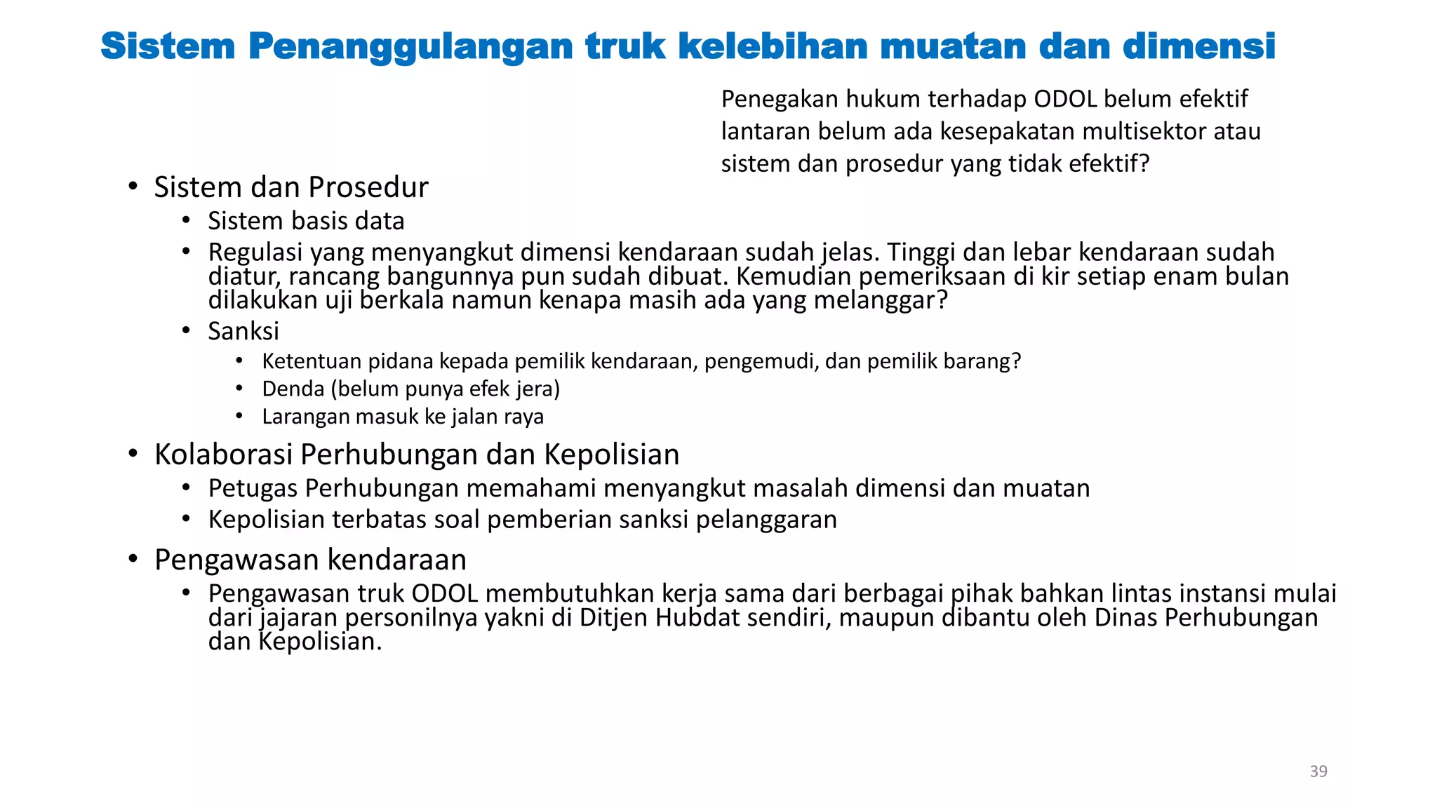 Digitalisasi penanggulangan ODOL (Over Dimension Over Load) | PDF