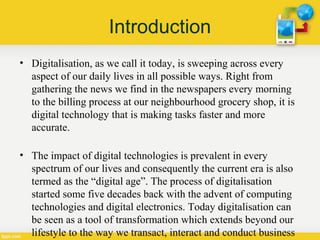 Digitalisation nishmitha | PPT | Internet | Computing