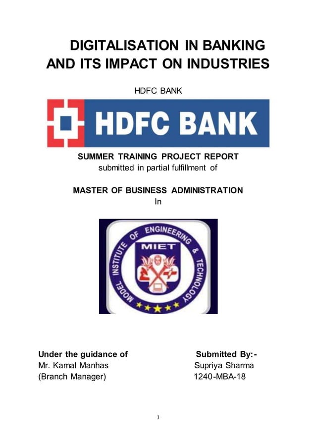 Digitalisation in banking and its impact on industries (1) | DOCX ...
