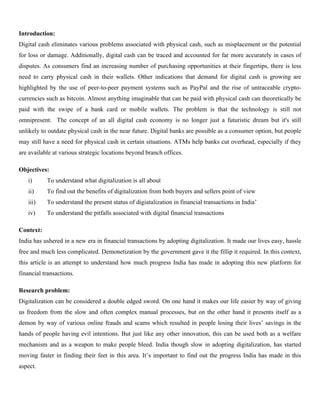 Digitalization and its impact on financial transactions in India | PDF