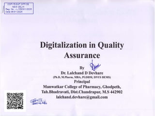 DIGITALIZATION IN QUALITY ASSURANCE.PPT. | PPT