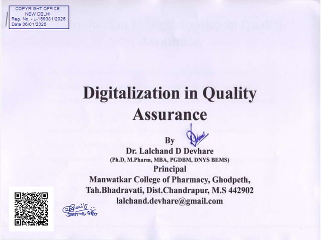 DIGITALIZATION IN QUALITY ASSURANCE.PPT. | PDF