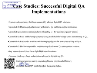 DIGITALIZATION IN QUALITY ASSURANCE.PPT. | PDF