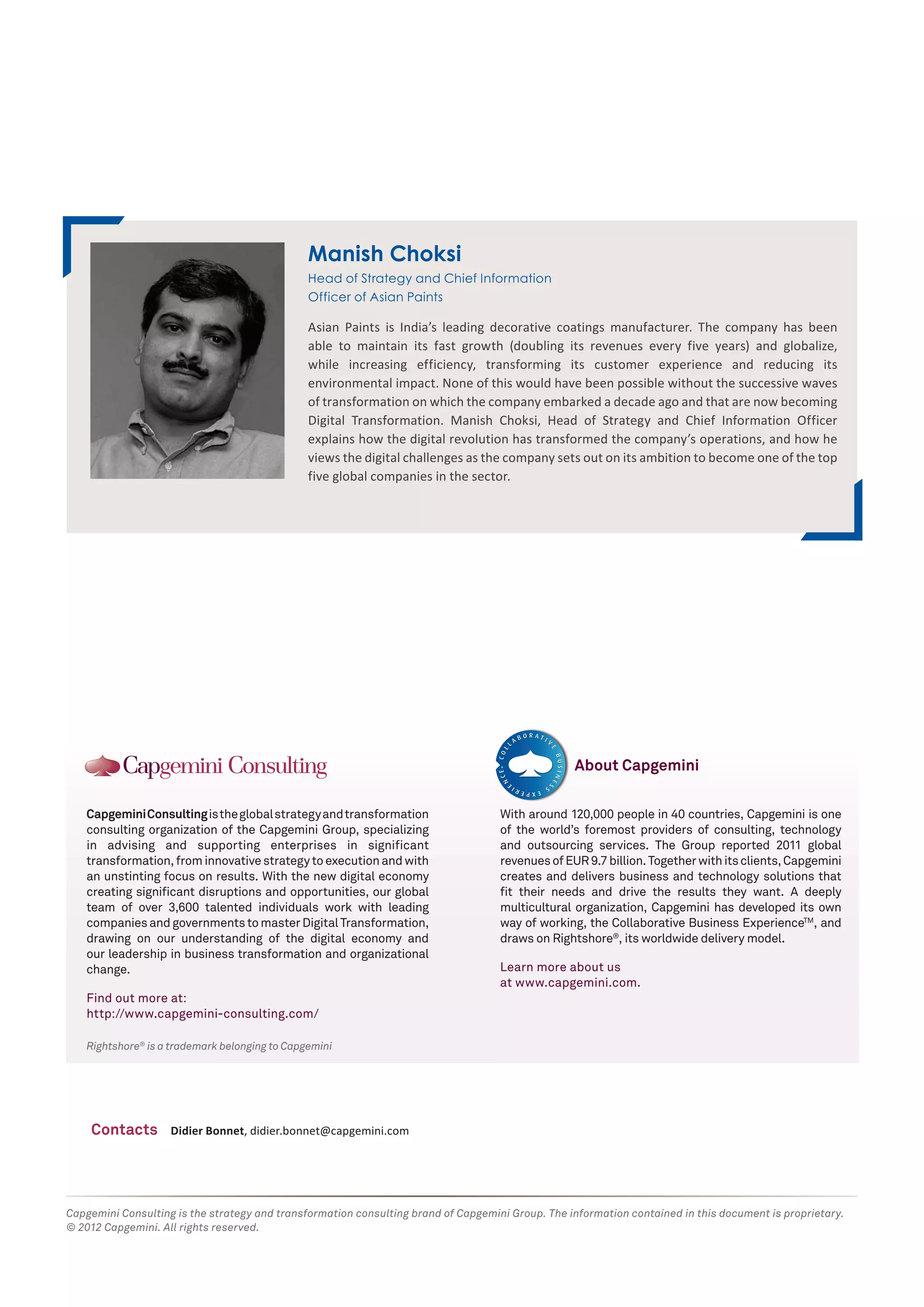 An interview with Manish Choksi Head of Strategy and Chief Information ...