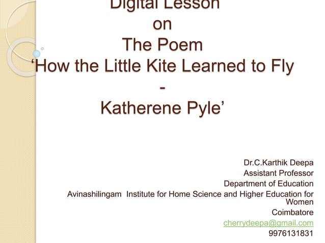 Digital lesson on the poem 'kite' by katherene pyle | PPTX | Poetry ...