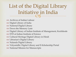Digital library initiative at inflibnet | PPTX