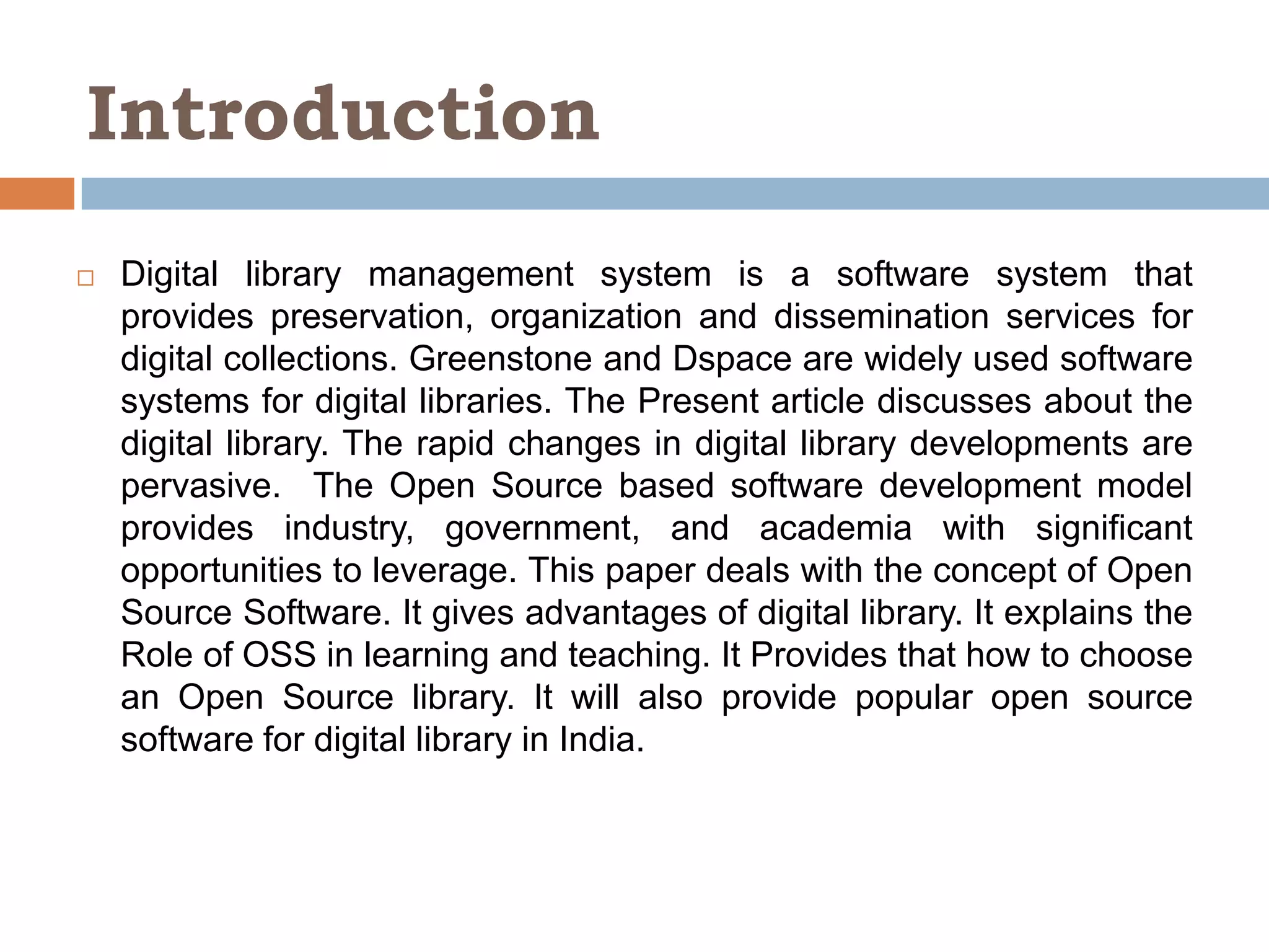Digital library management system in the context of oss anil mishra | PPT