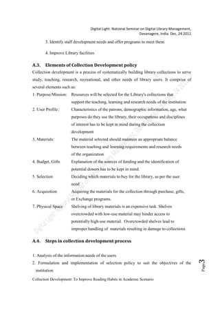 Collection Development: To Improve Reading Habits in Academic Scenario by Chandrakala N. Pai and ...