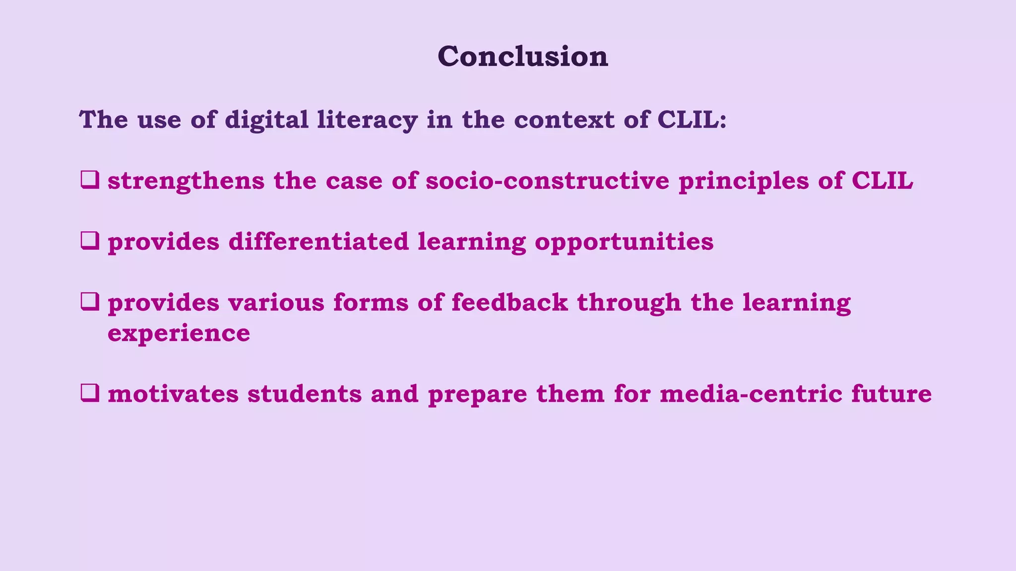 Digital literacy and CLIL | PPTX