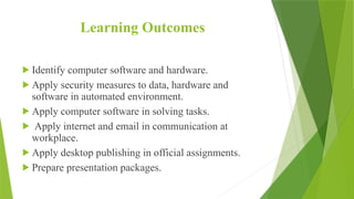 digital literacy, parts of a computer, computer hardware and software ...