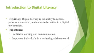 digital literacy, parts of a computer, computer hardware and software ...