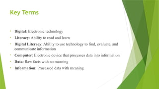 digital literacy, parts of a computer, computer hardware and software ...
