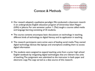 Digital Literacy with EFL Student Teachers: Exploring Student Teachers ...