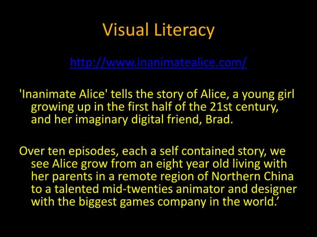 Digital literacy and Inanimate Alice | PPT