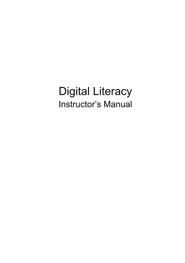 Digital literacy instructors_manual | DOC | Secondary Education | Education