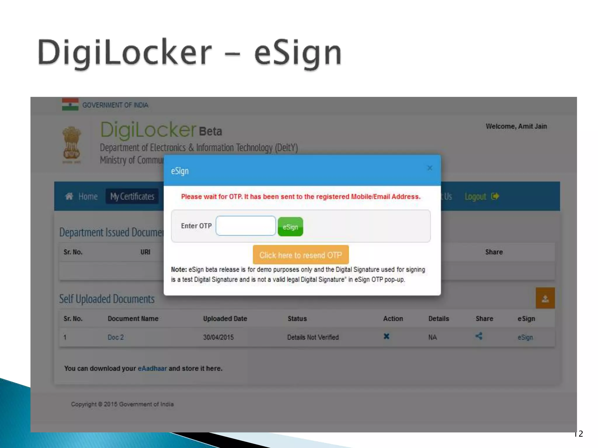 Digital Locker System (DigiLocker) - A Government of India Initiative_1 ...