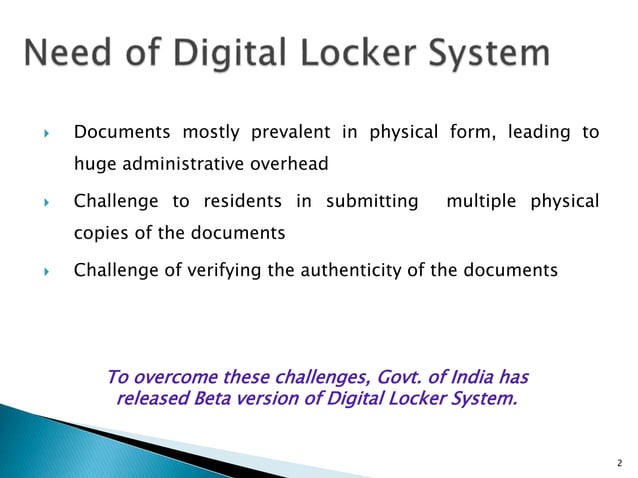 Digital Locker System (DigiLocker) - A Government of India Initiative_1 ...