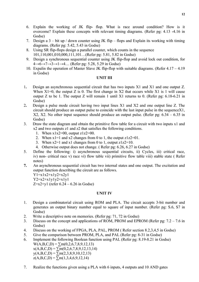 Digital logic circuits important question and answers for 5 units | DOC