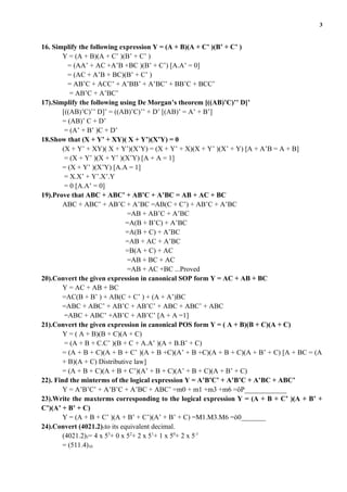 Digital logic circuits important question and answers for 5 units | DOC