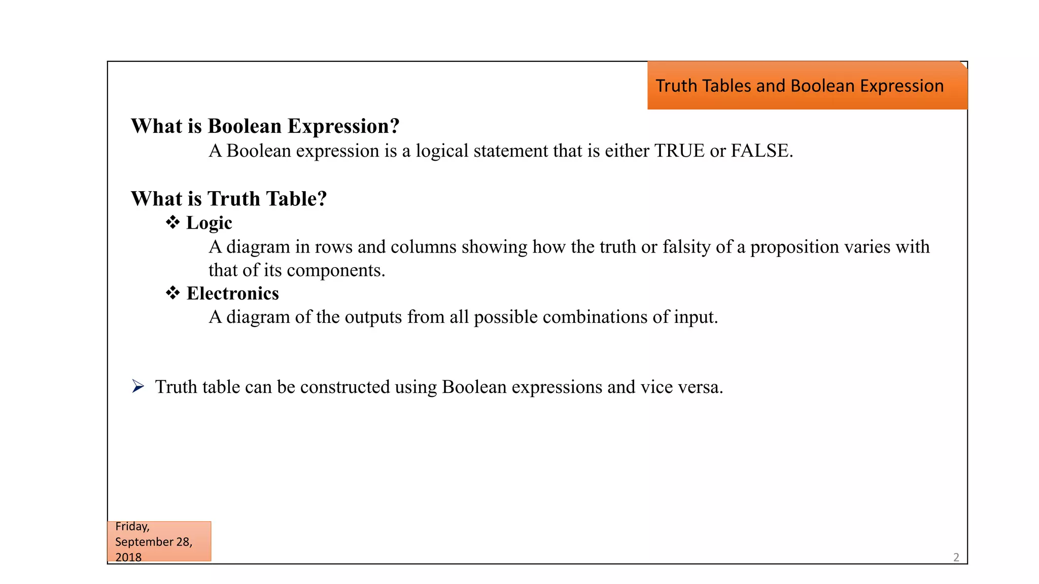 Digital logic design lecture 2 | PPTX