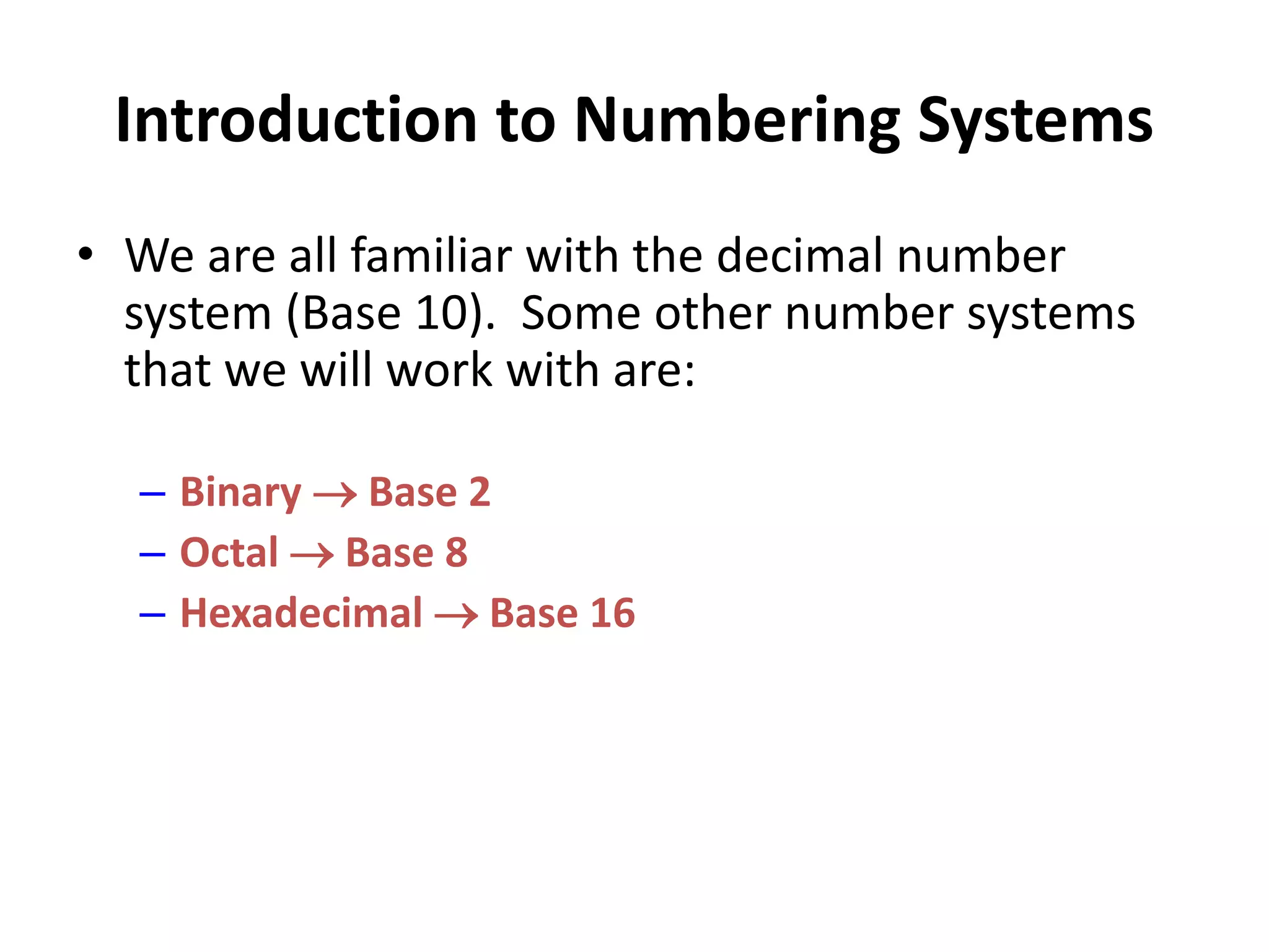 Number Systems and Binary Aritmetics | PPT