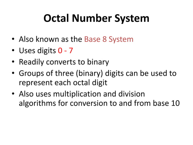 Number Systems and Binary Aritmetics | PPT
