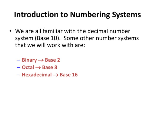 Number Systems and Binary Aritmetics | PPT