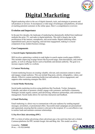 Digital Marketing.docx Amroz Institute / created by :- TUSHAR | PDF
