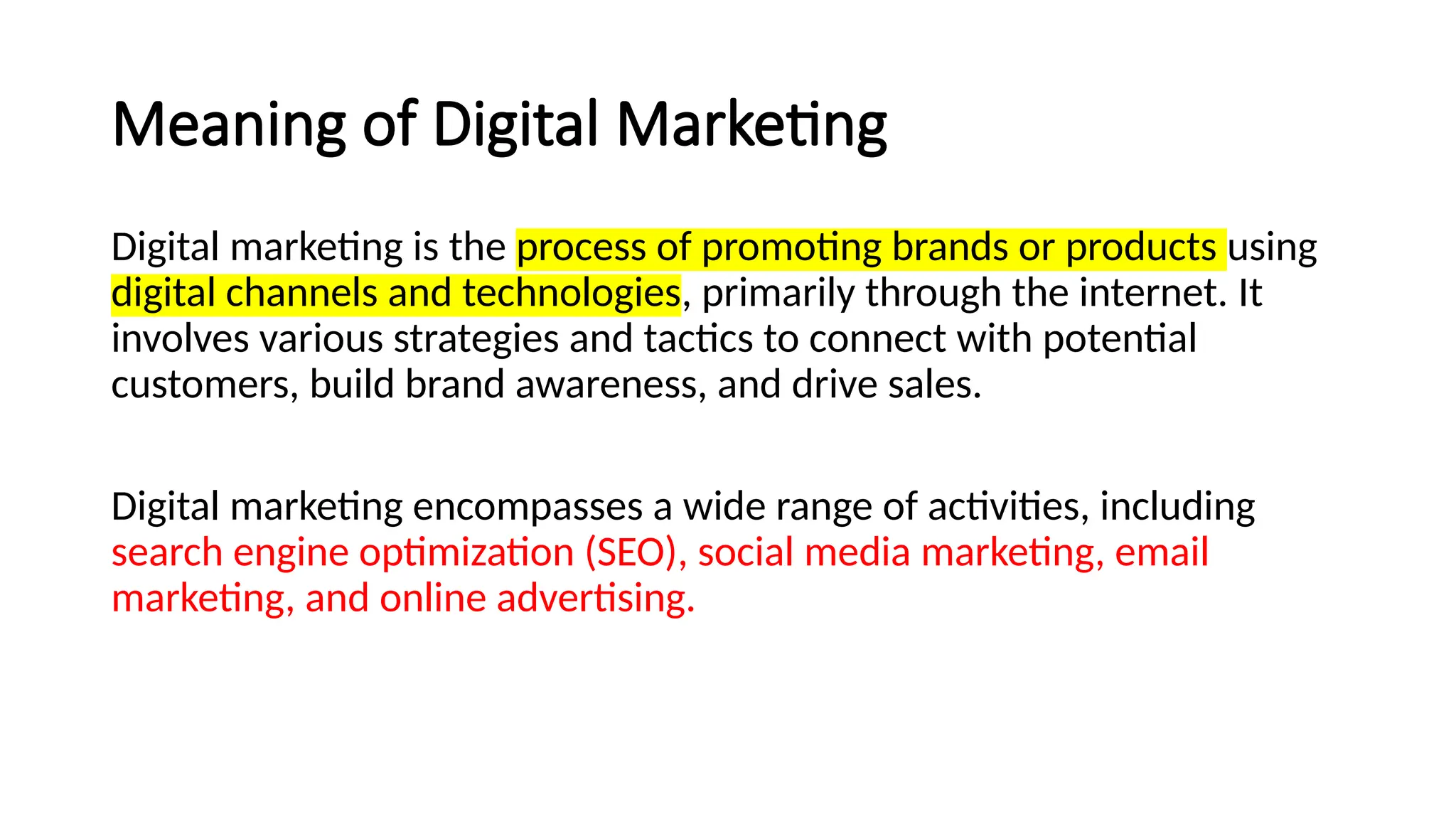 INTRODUCTION TO DIGITAL MARKETING - MEANING AND KEY ASPECTS | PPTX
