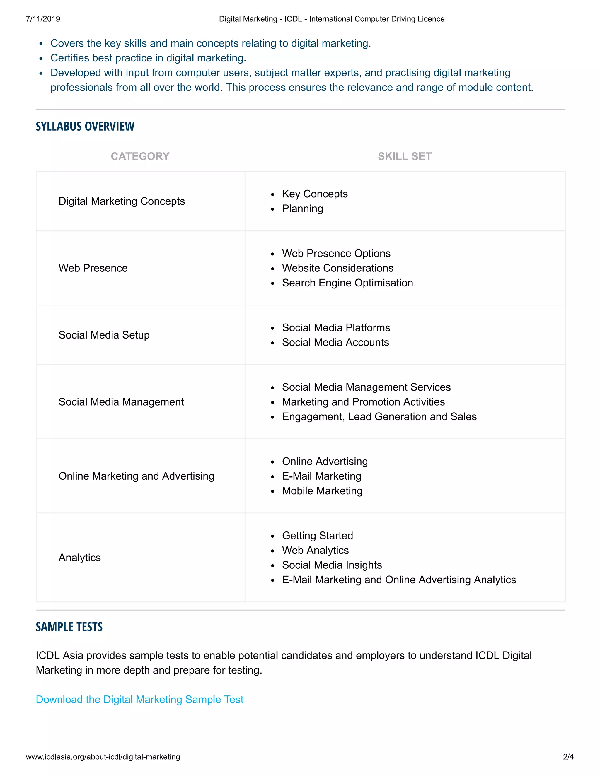 Digital marketing icdl - international computer driving licence | PDF