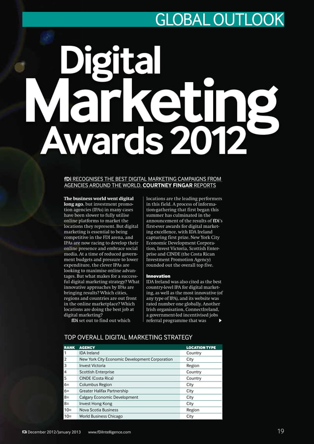 fDi Digital Marketing Awards 2012 | PDF | Developmental Sites | Real Estate