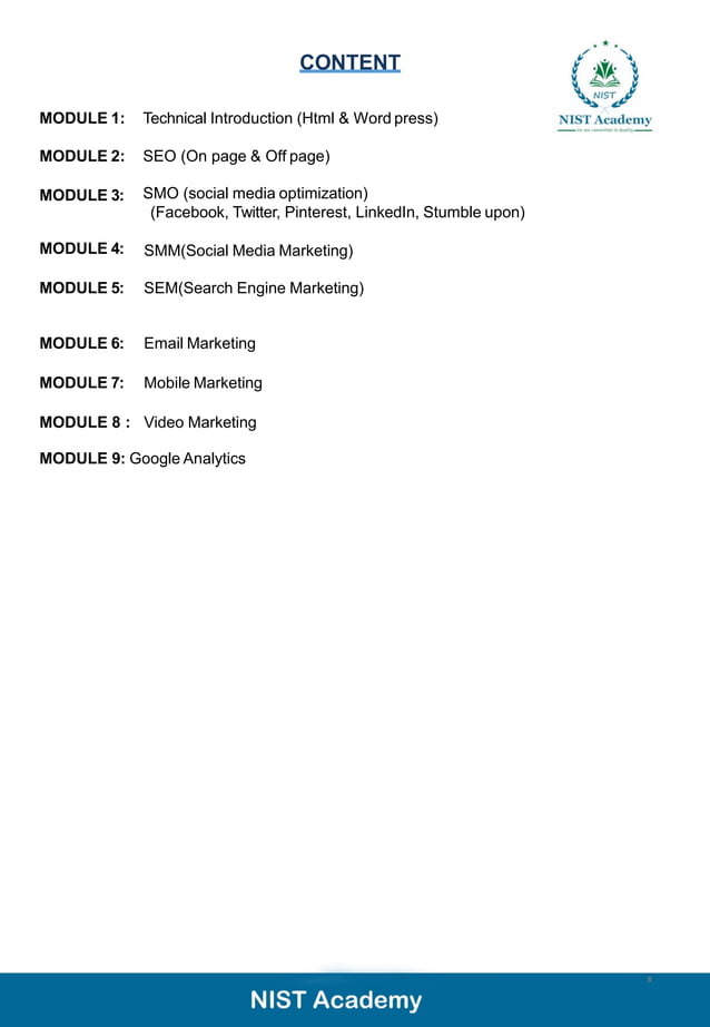 Advance Digital Marketing Course Content | PDF