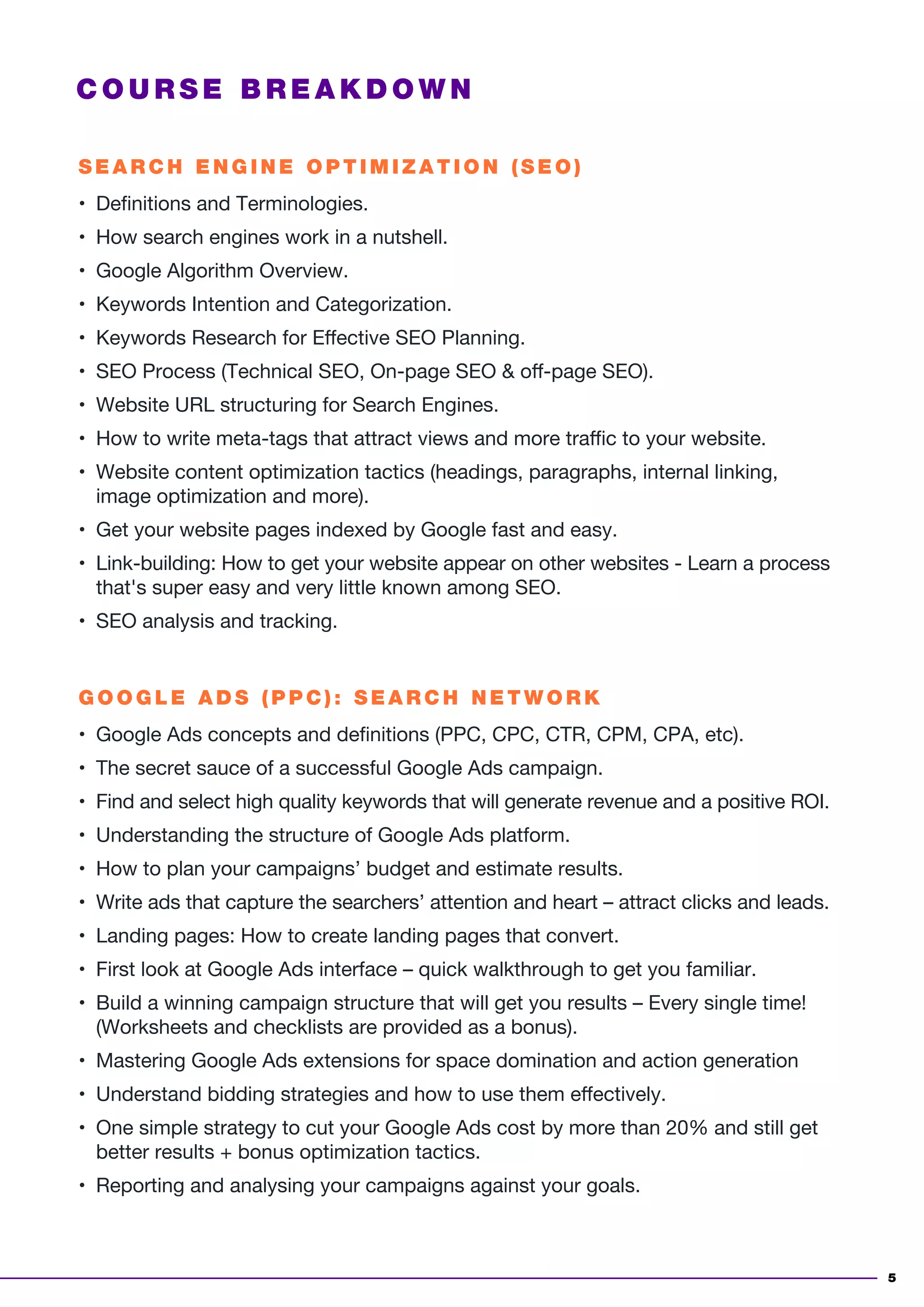 Digital Marketing Course Outline - NADIA Global | PDF