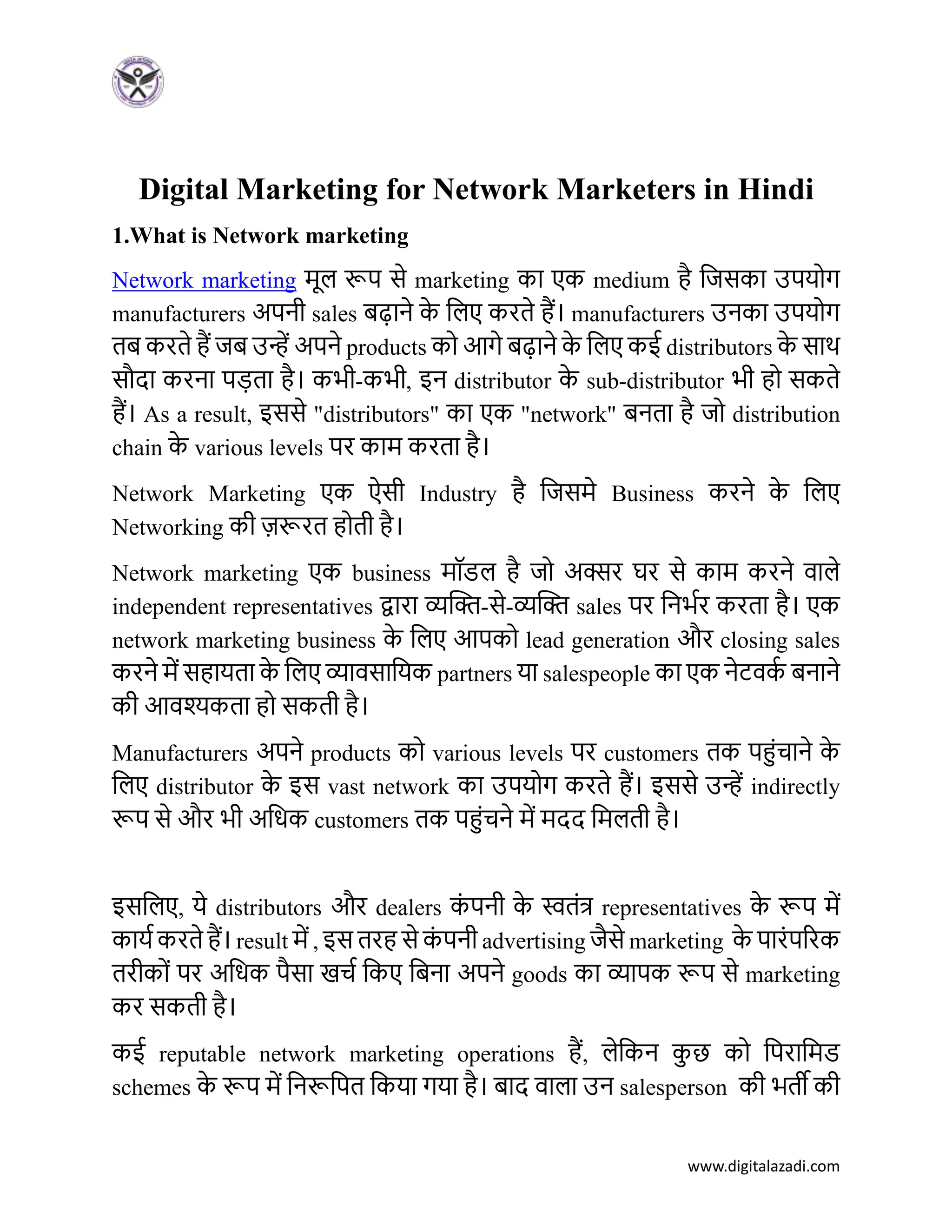 Digital Marketing For Network Marketers in Hindi.docx